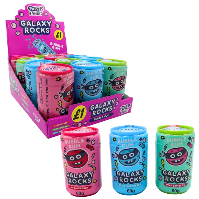 Sweet Bandit Galaxy Rocks Gum - 12 x 60g Packs | Wholesale Sweets